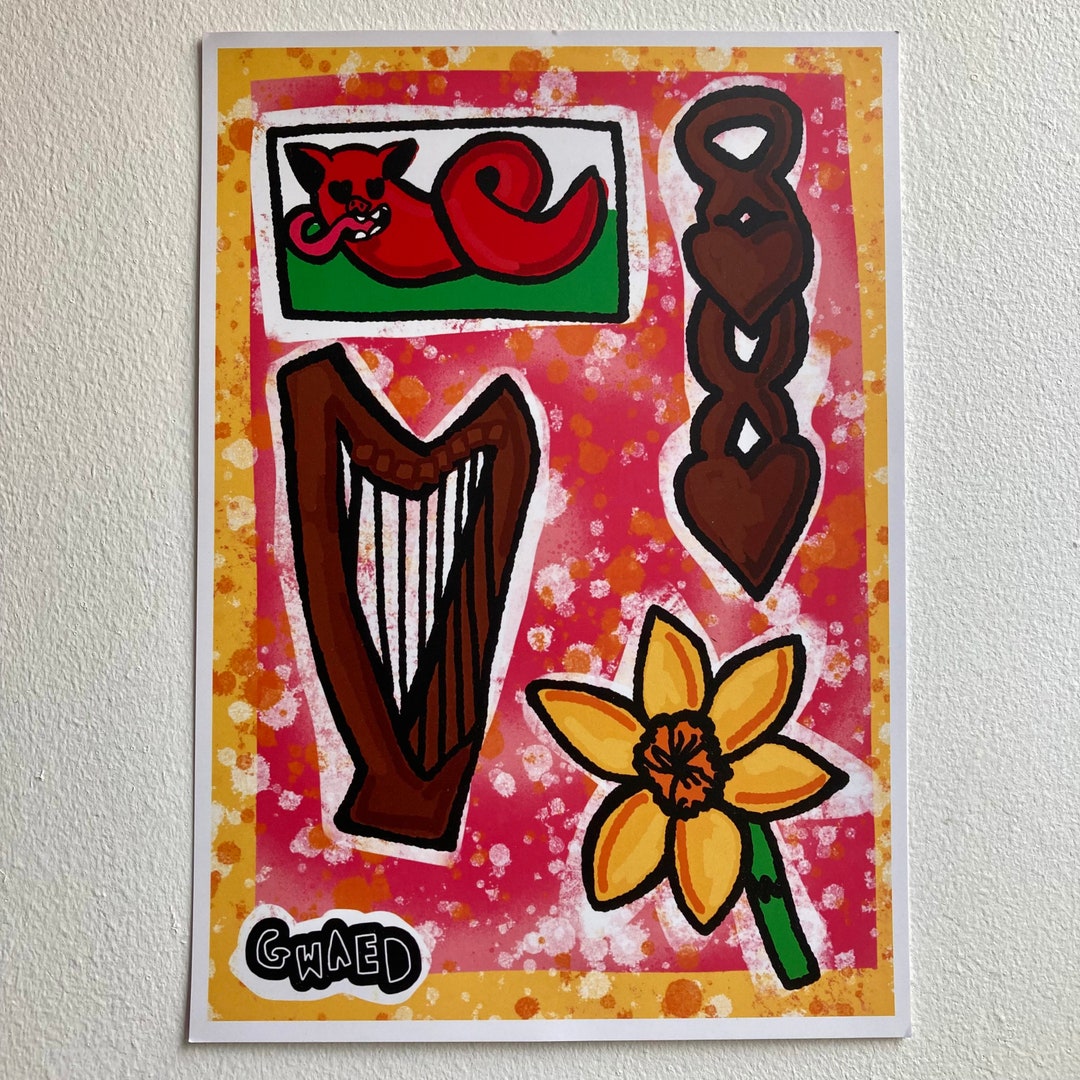 Welsh Things Print | A4 | Cymru Wales Art - Etsy