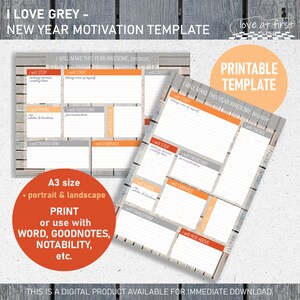 New Year Resolution Board / Template, Vision Board Template, Printable ...