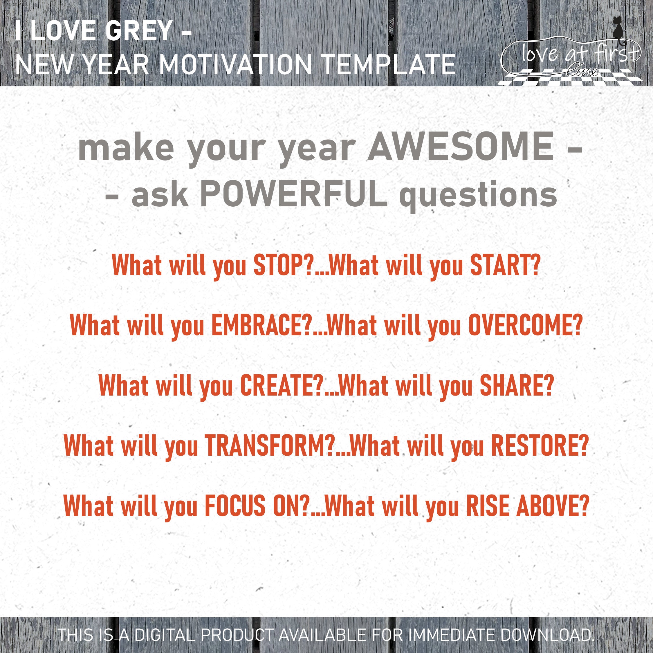 New Year Resolution Board / Template, Vision Board Template, Printable ...