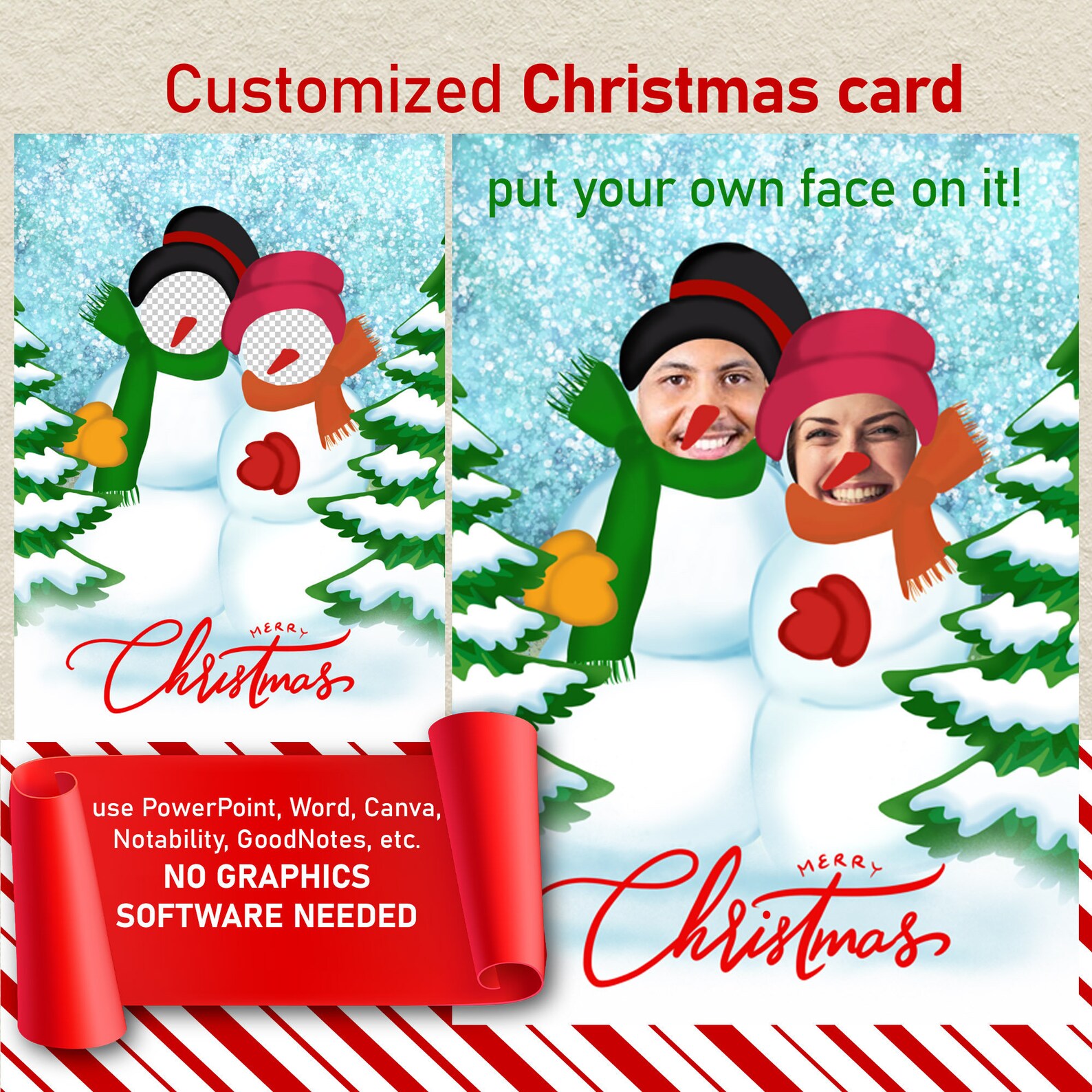 Christmas Snowman Card, Jibjab Style Christmas Card, Customizable ...