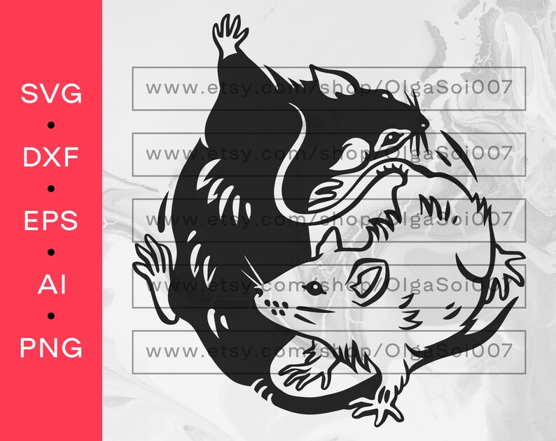 Rats Cuddling Yin Yang Rats Cute Rat SVG PNG DXF Digital | Etsy Ireland