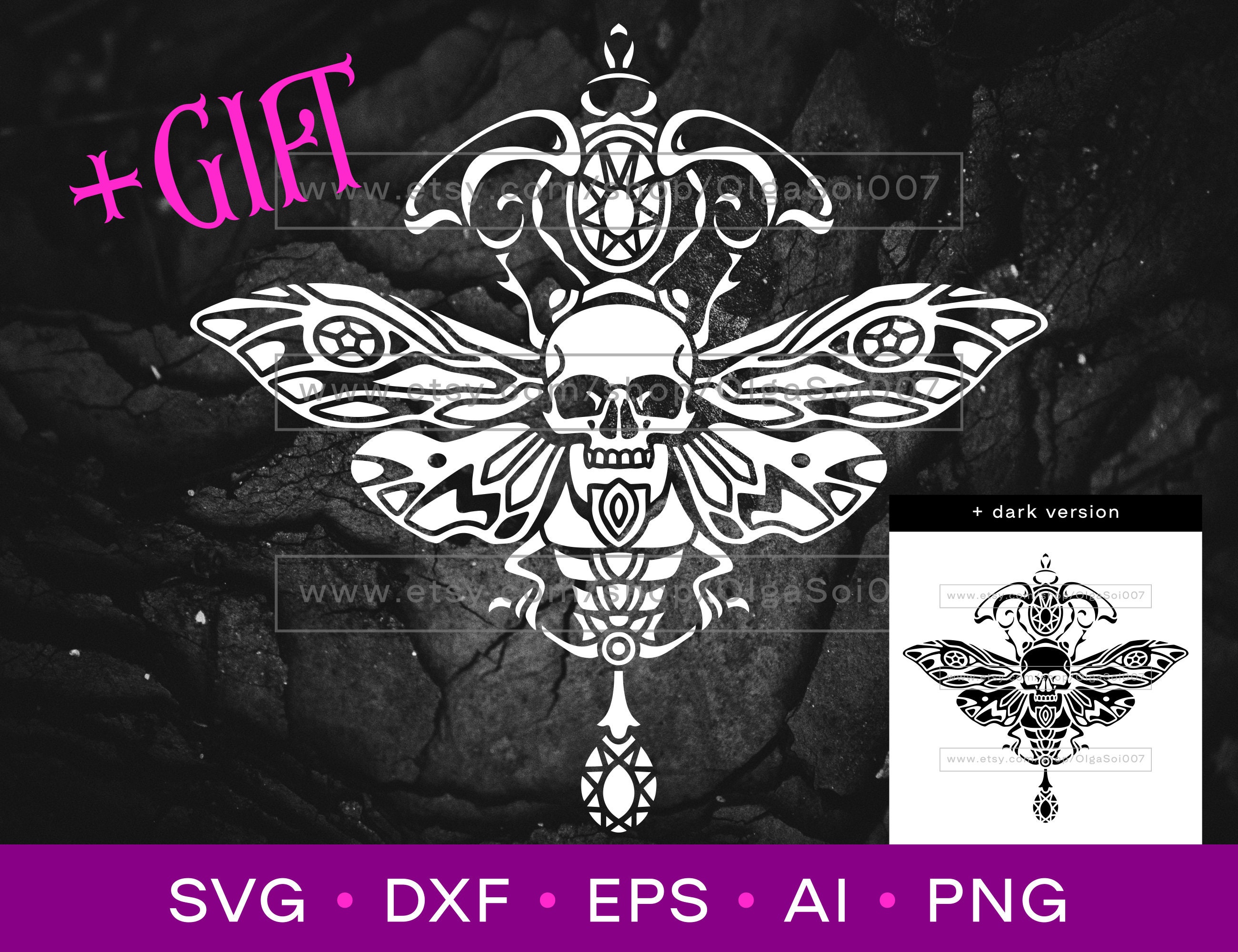 Death Head Hawk Moth SVG DXF eps png clipart vector cut cutting file ...