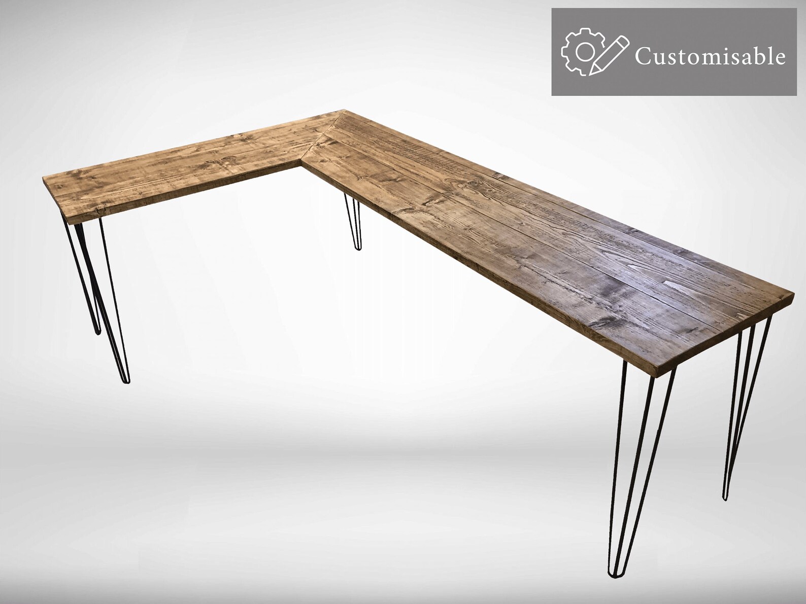 Rustic Corner Desk Made From Reclaimed Wood With Metal Hairpin - Etsy