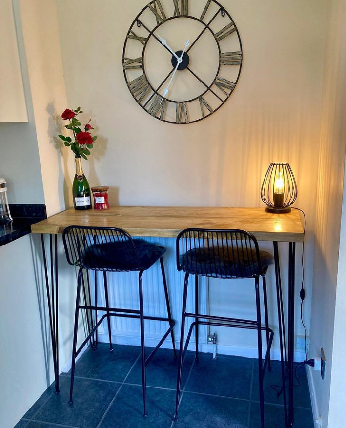 Rustic Wood Breakfast Bar With Steel Hairpin Legs - Etsy UK