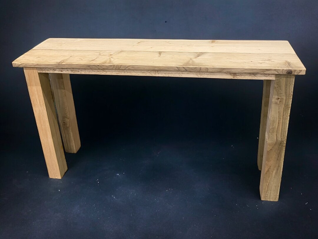 Rustic Wood Breakfast Bar With Chunky Wooden Legs - Etsy UK