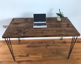 Rustic Corner Desk Made From Reclaimed Wood With Metal Hairpin Legs for ...