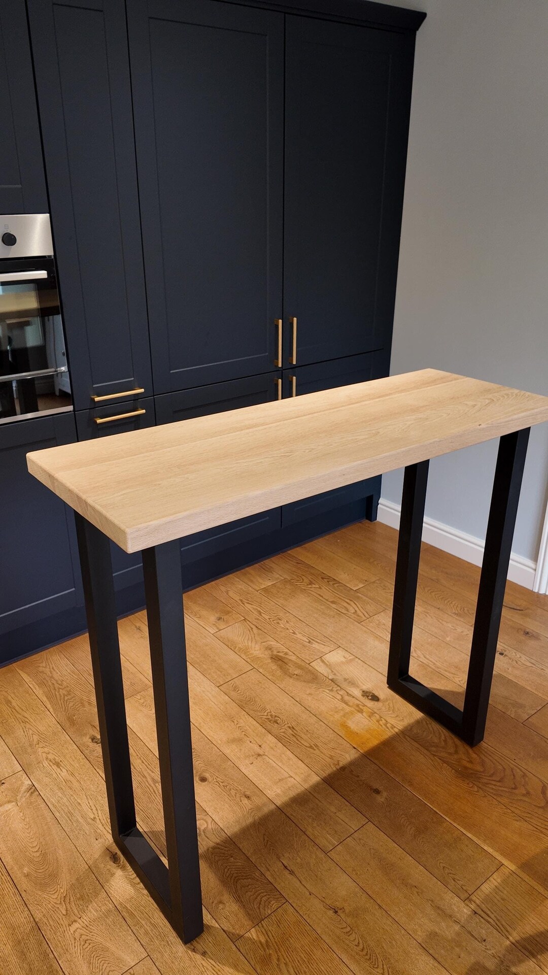 Solid Oak Breakfast Bar With Metal Box Legs - Quick Delivery! - Etsy UK
