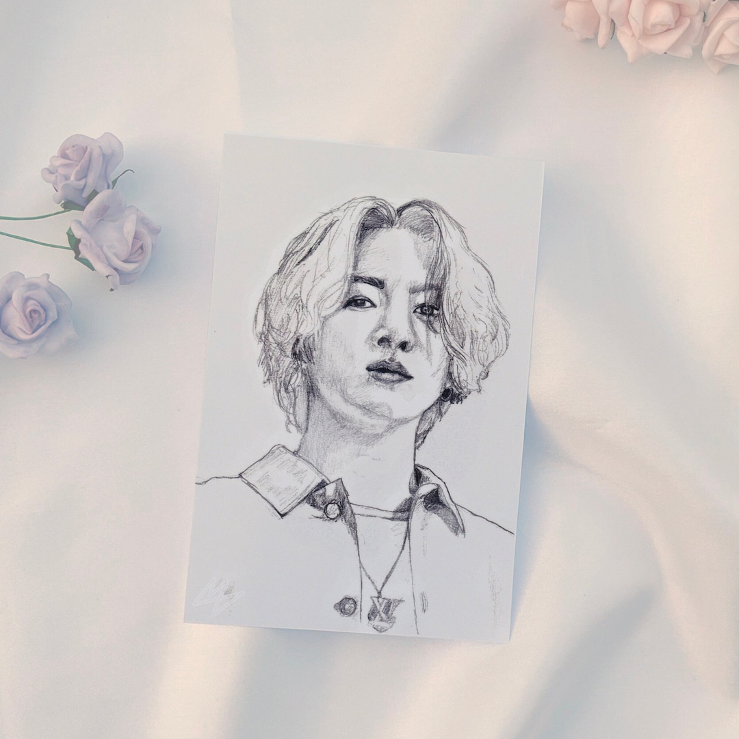 Dibujo A Lápiz De Jeon Jungkook Láminas Artísticas Etsy España