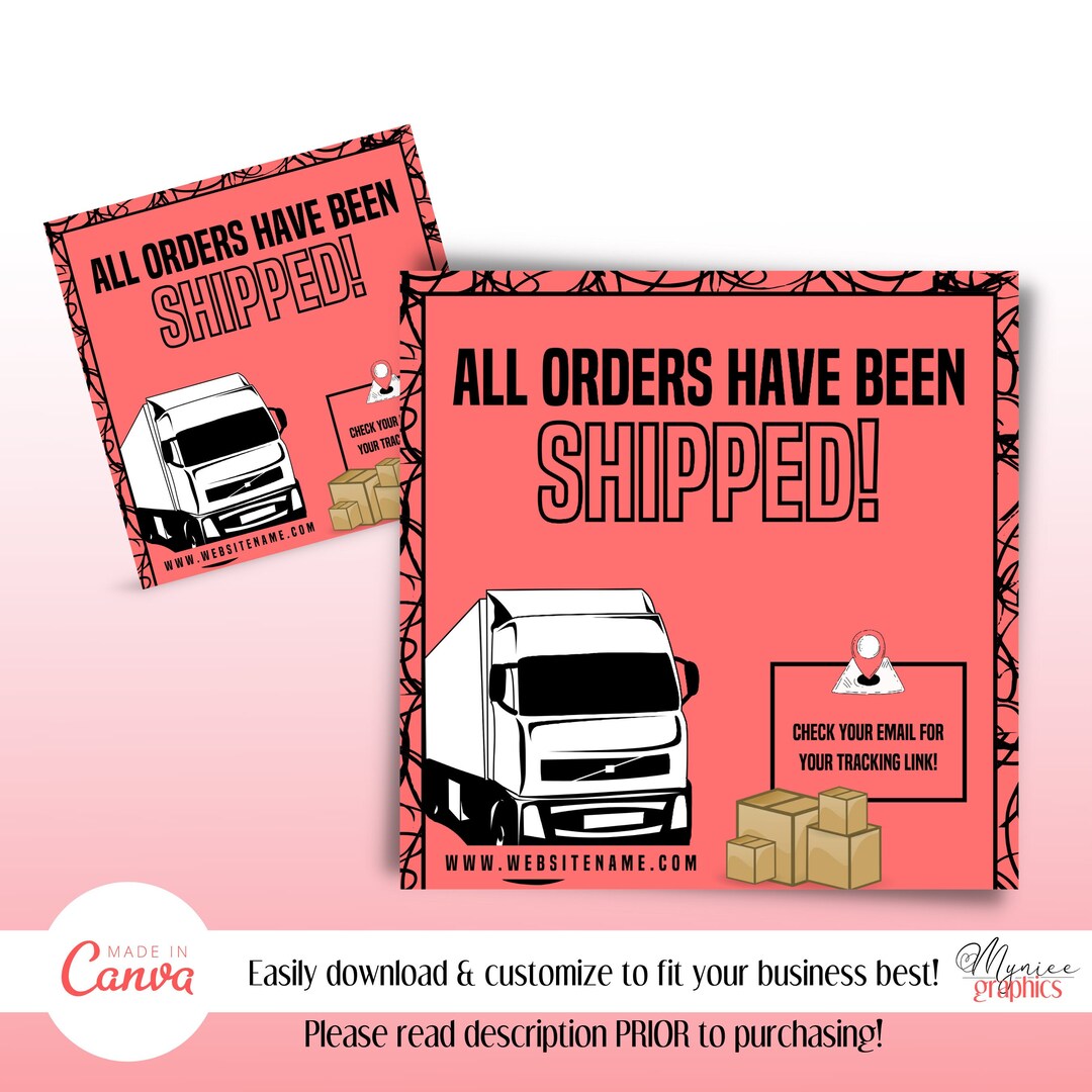 Editable DIY All Orders Have Been Shipped Flyer - Etsy