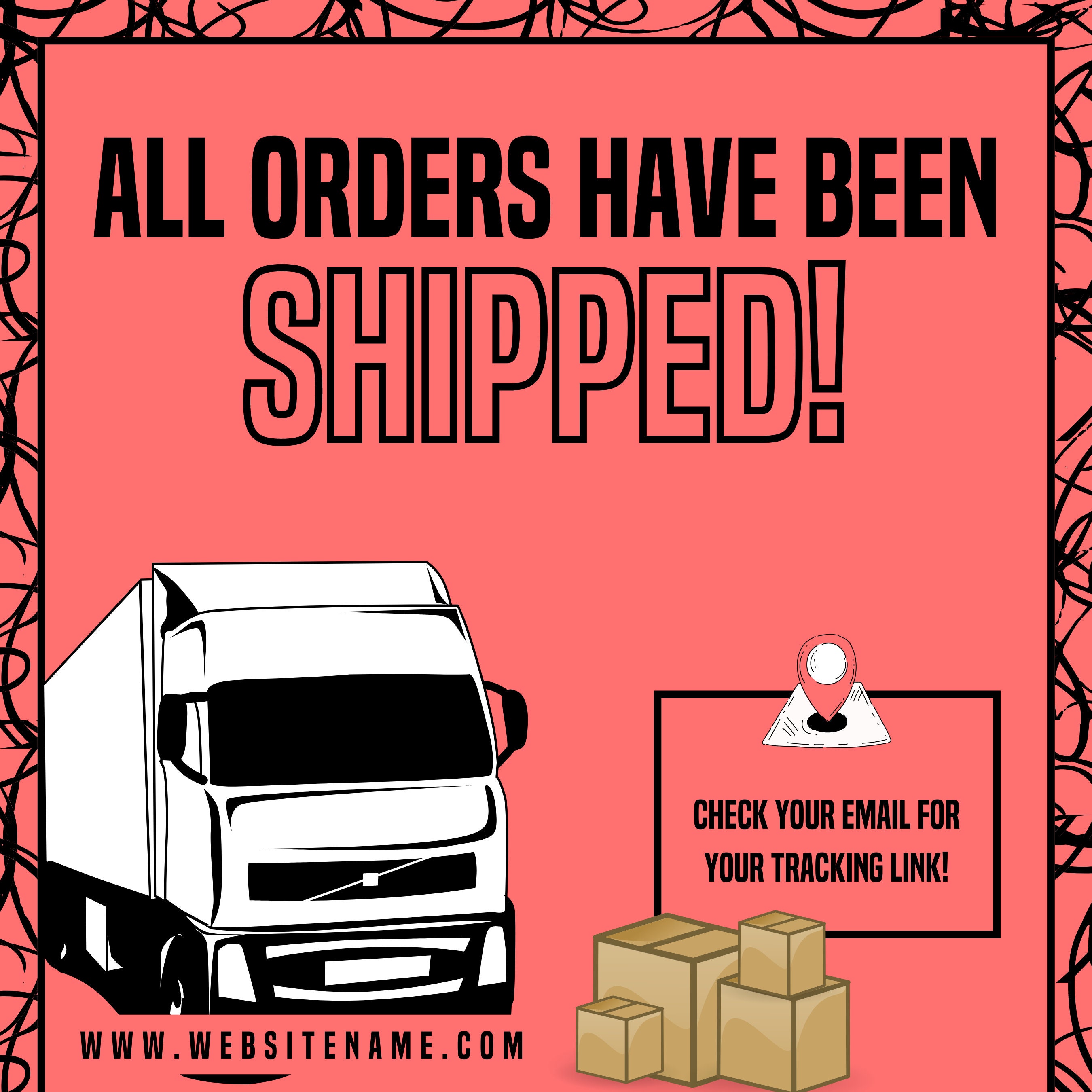 Editable DIY All Orders Have Been Shipped Flyer - Etsy