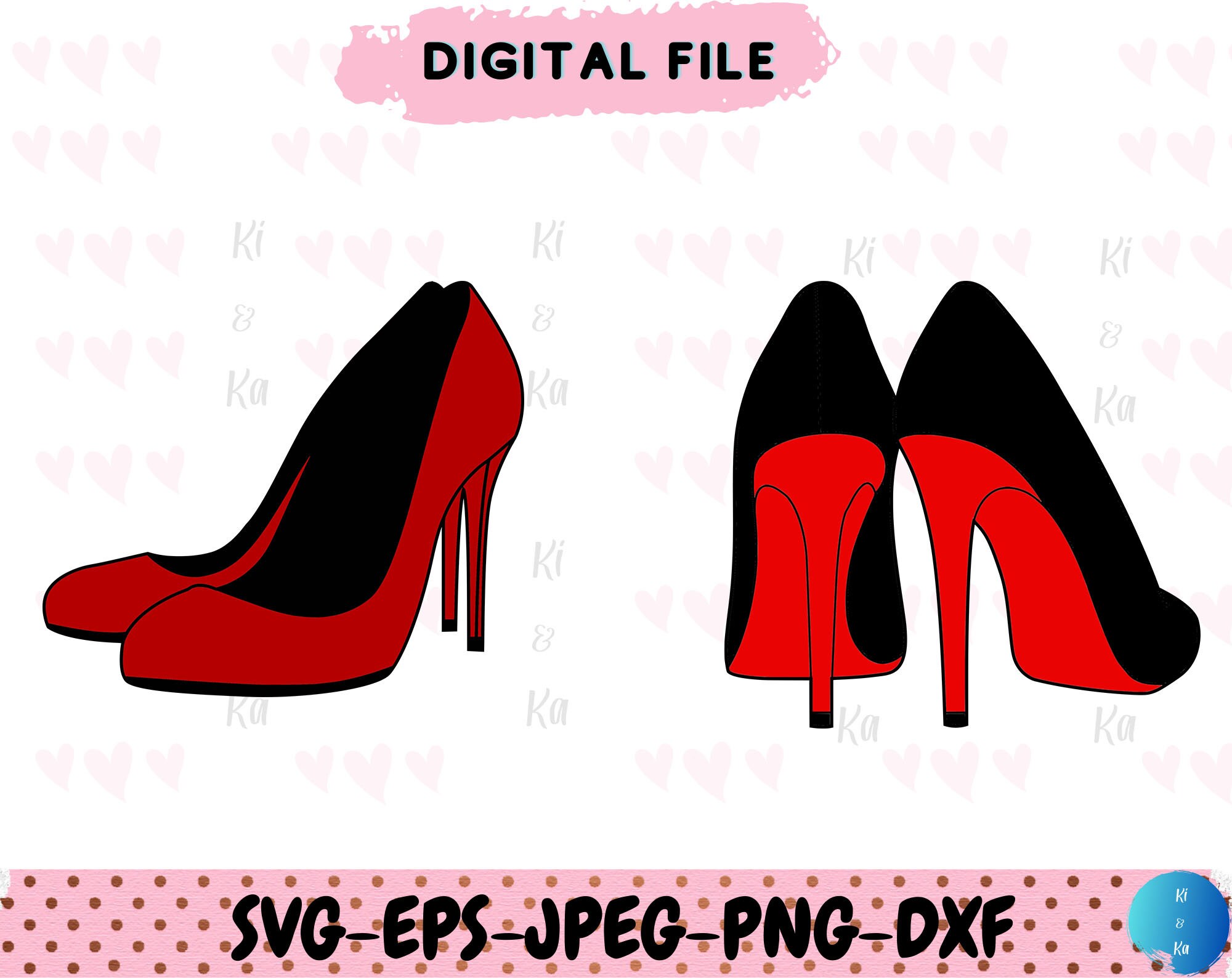 Set 0f 2 High Heels SVG Ruby Red Slippers Svg Red Bottom Heels Red ...