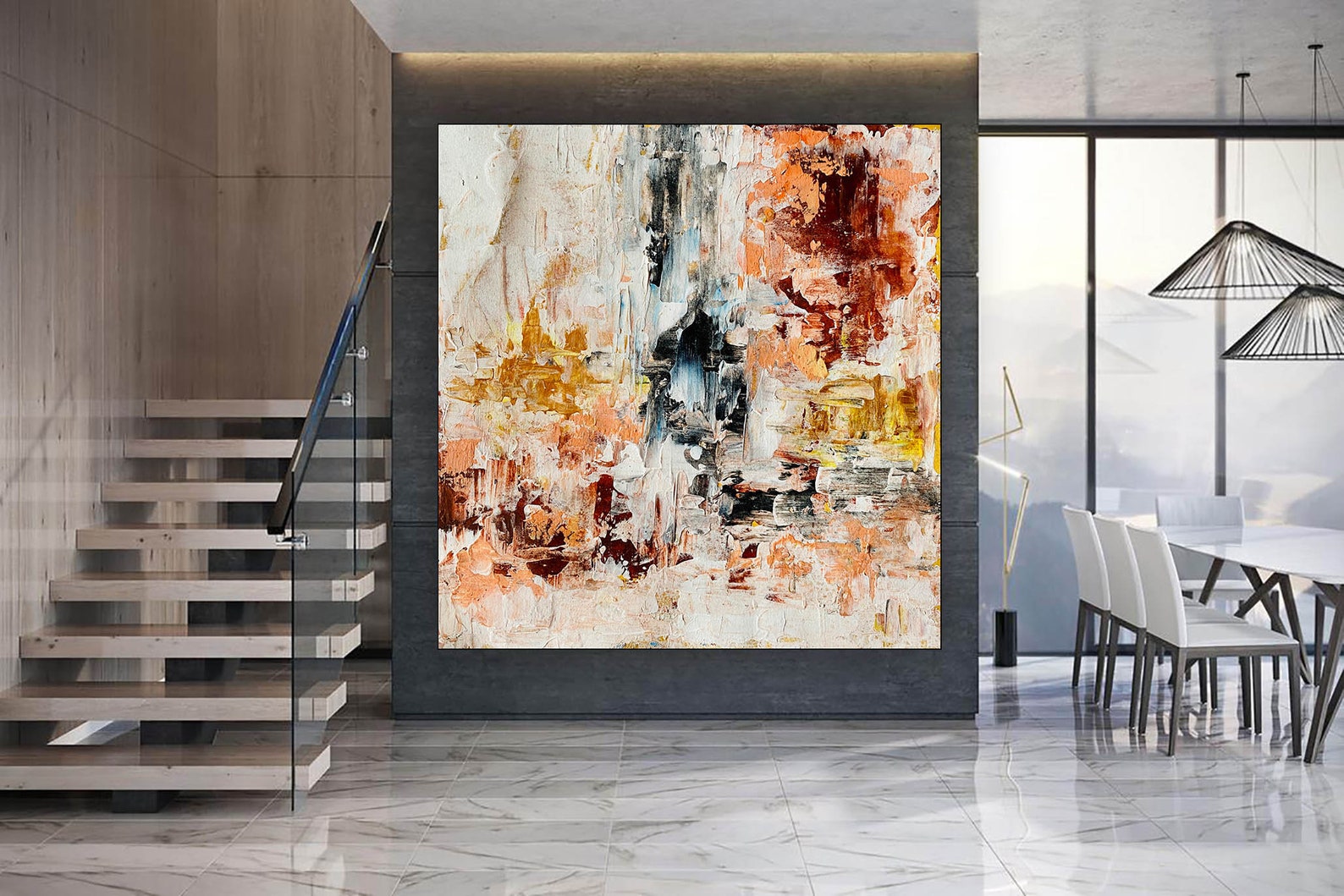 Large Office Wall Art Original Paintings on Canvas Canvas - Etsy UK