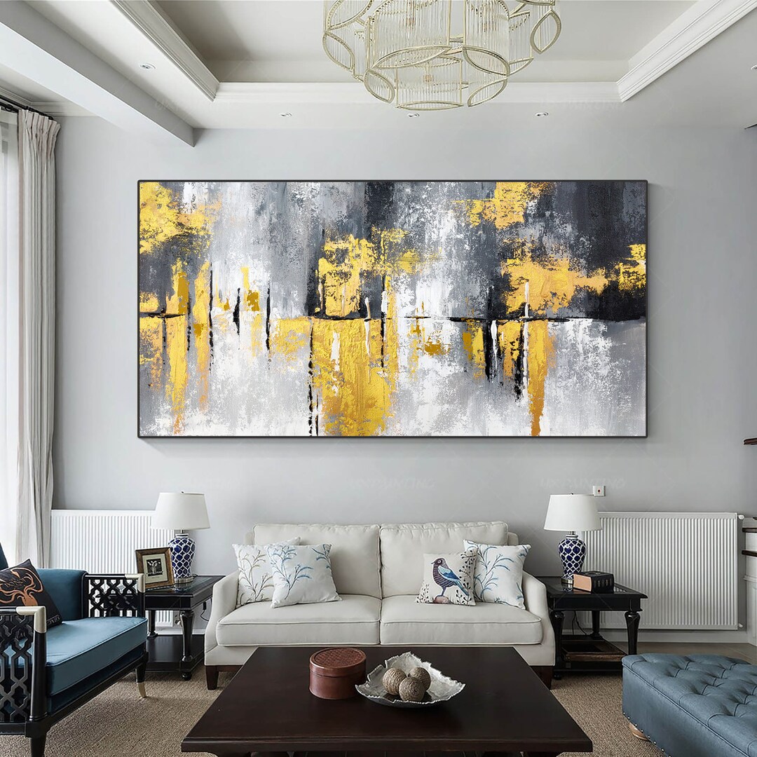 Extra Large Wall Art, Textured Painting, Original Painting,black & Gold ...