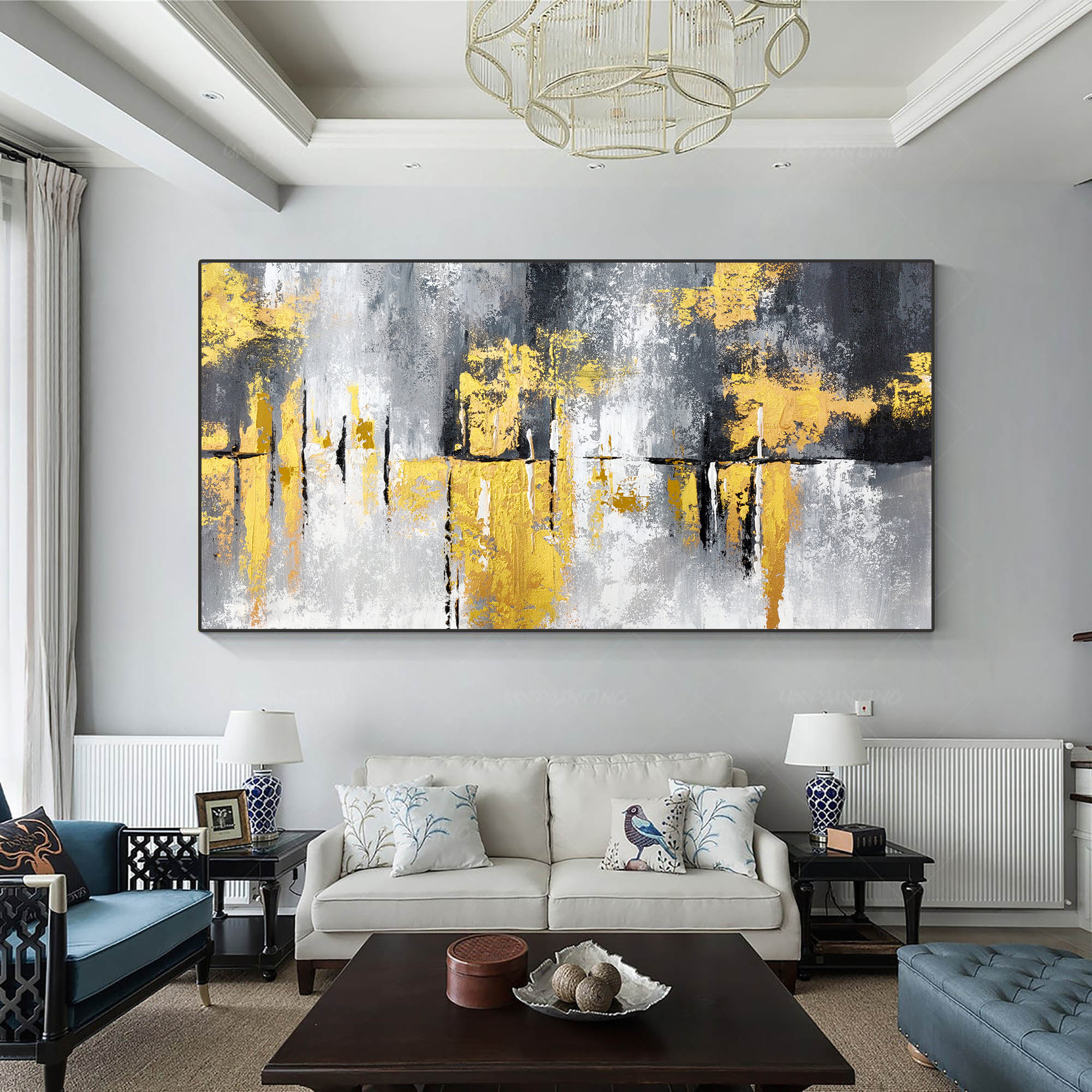 Extra Large Wall Art, Textured Painting, Original Painting,black & Gold ...