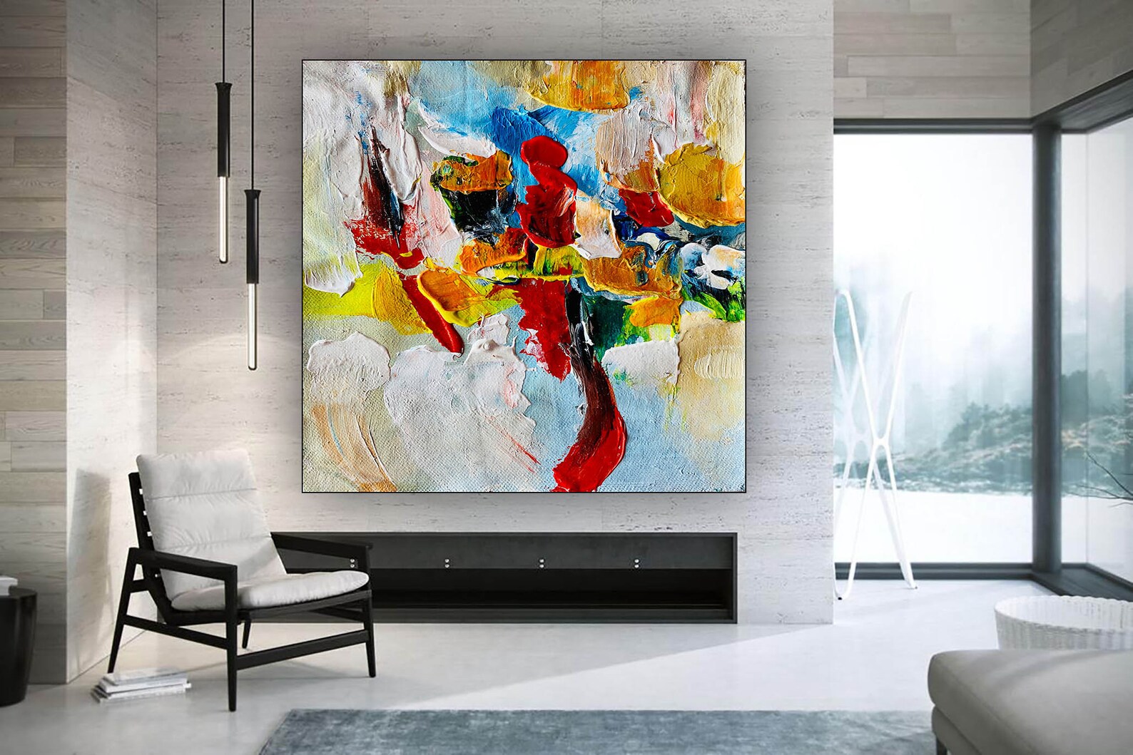 Groot abstract schilderij op canvas groot canvas schilderij - Etsy ...