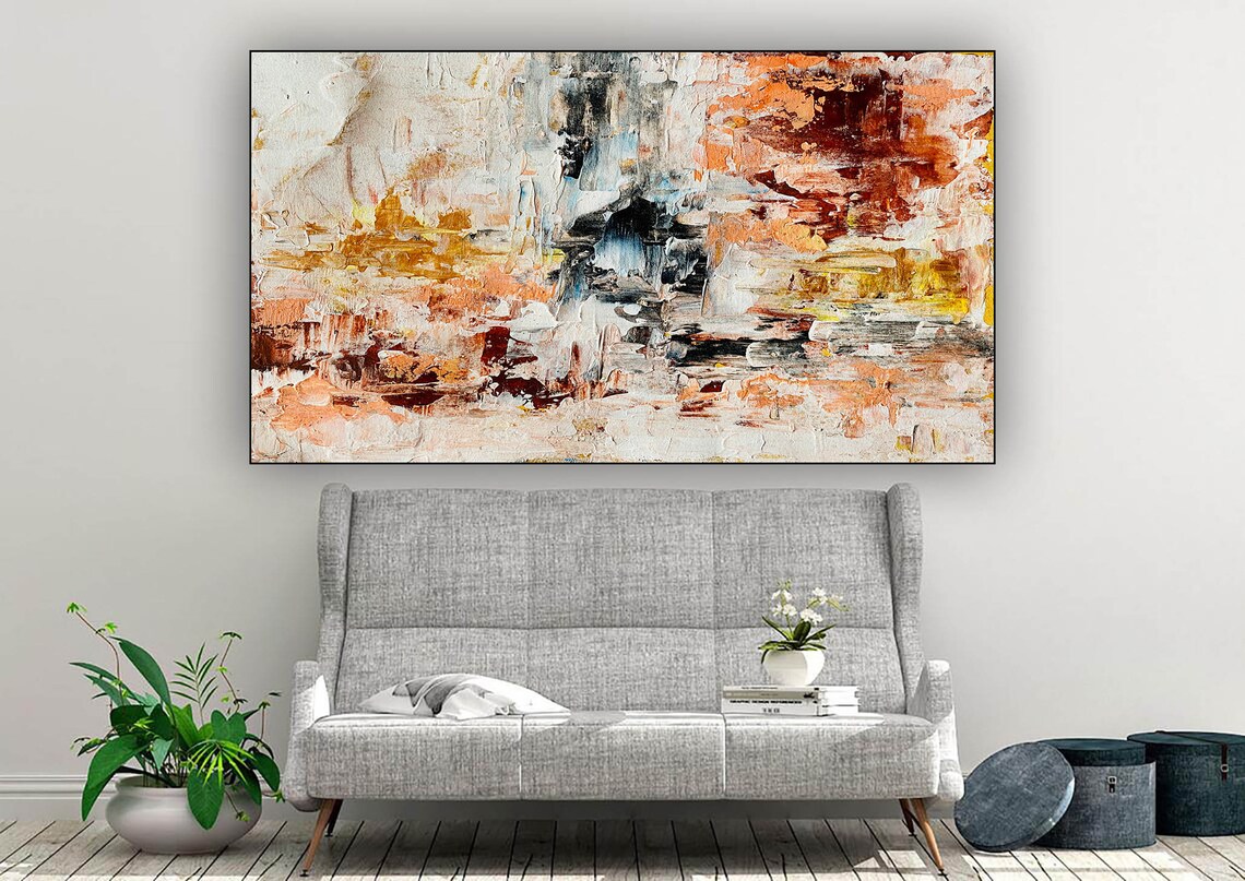 Large Office Wall Art Original Paintings on Canvas Canvas - Etsy UK