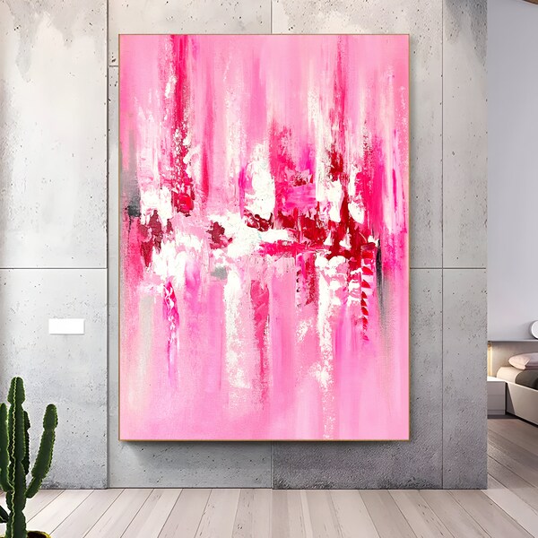 Pink Abstract Art - Etsy