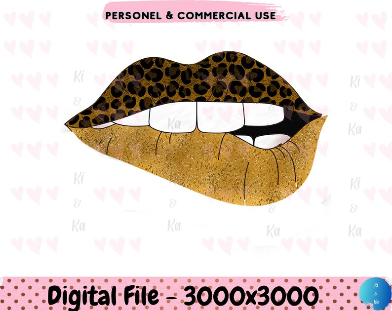 Leopard Print Lips-animal Print Biting Lips Digital Download - Etsy UK