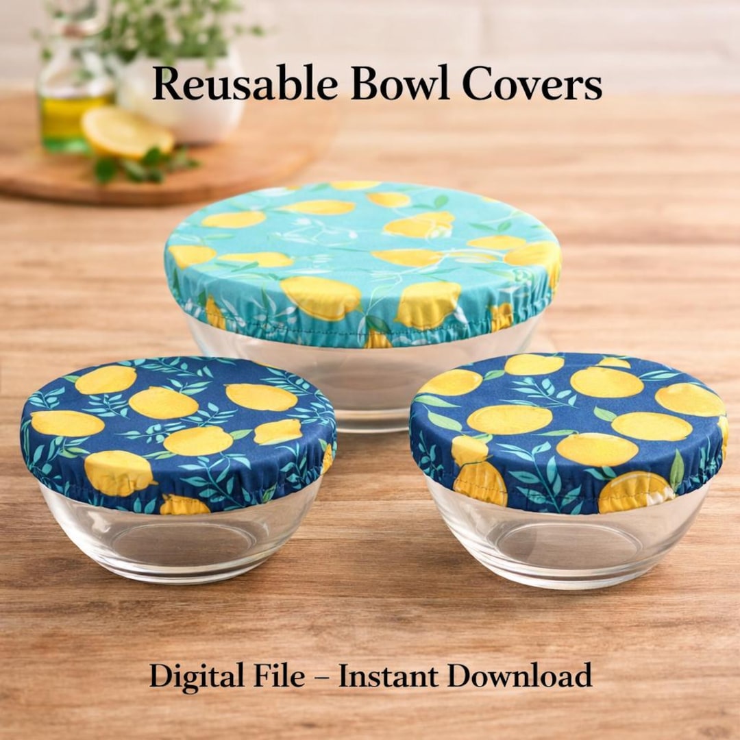 Fabric Bowl Covers Tutorial, Easy DIY Sewing Pattern, Reusable Kitchen ...