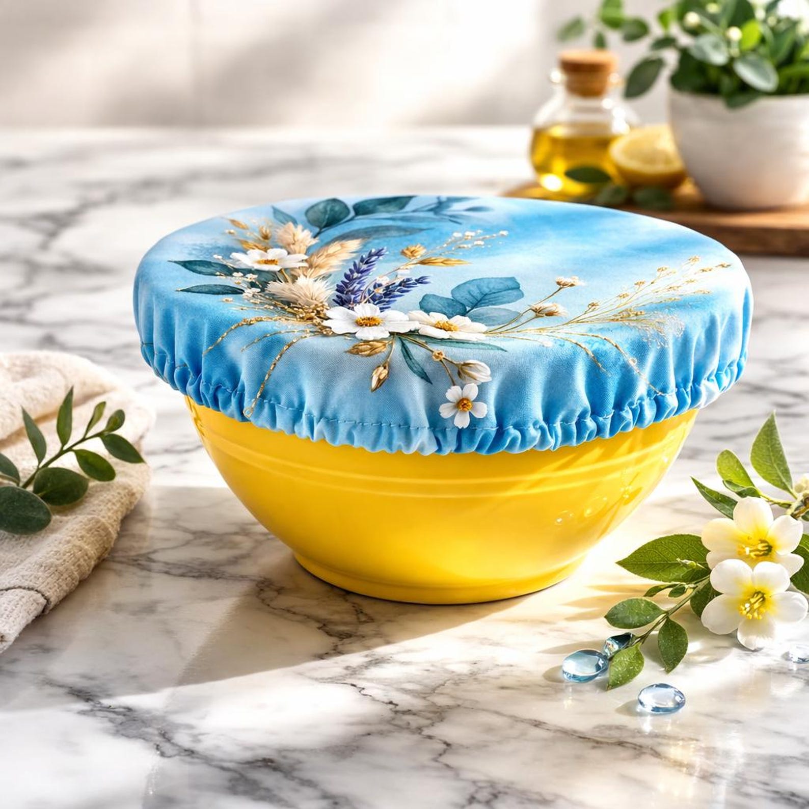 Fabric Bowl Covers Tutorial, Easy DIY Sewing Pattern, Reusable Kitchen ...