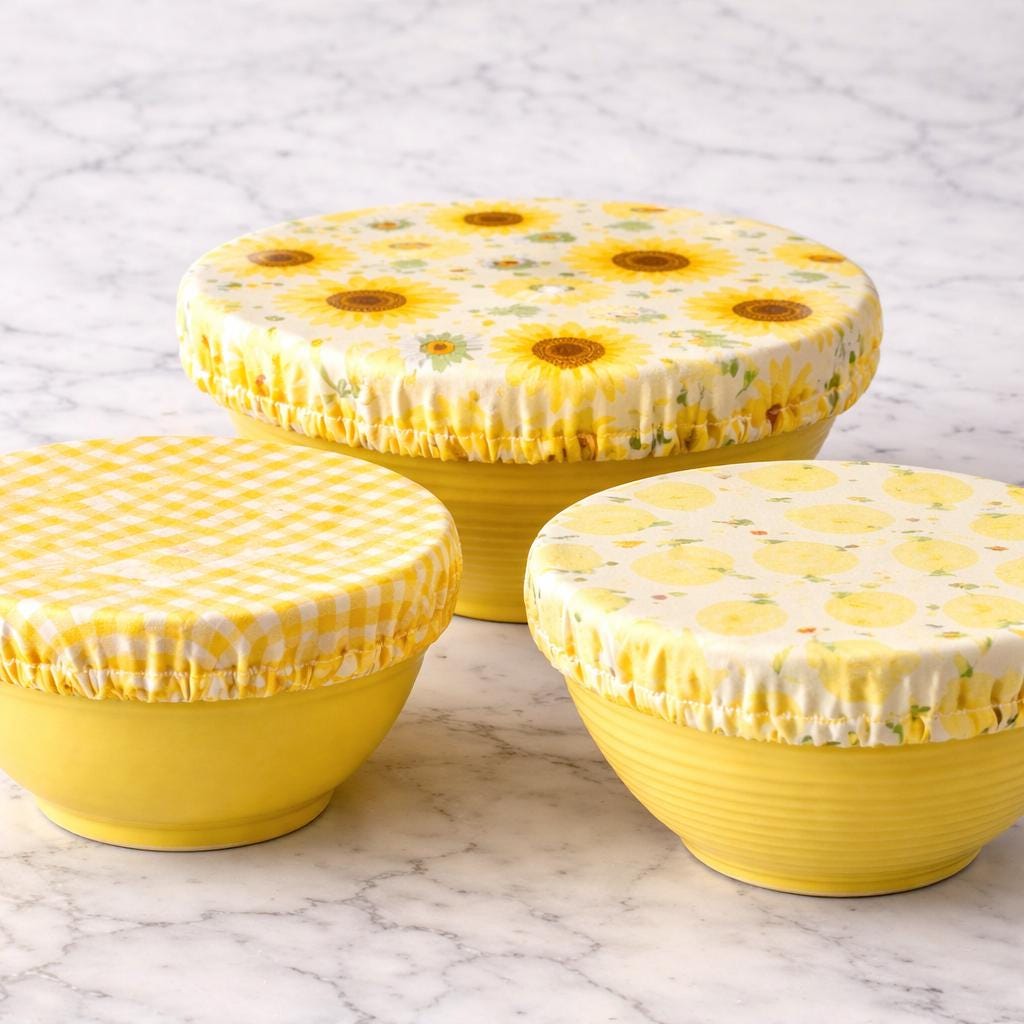 Fabric Bowl Covers Tutorial, Easy DIY Sewing Pattern, Reusable Kitchen ...