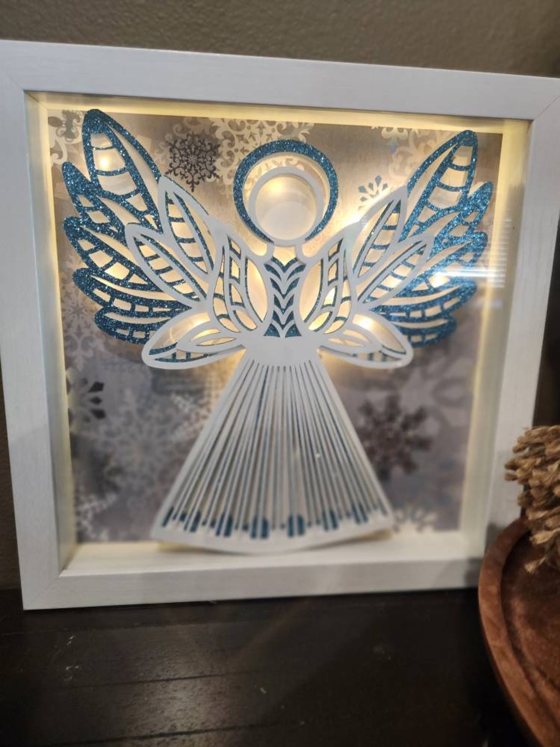 Handmade Christmas Angel in Shadow Box With LED Lights - Etsy