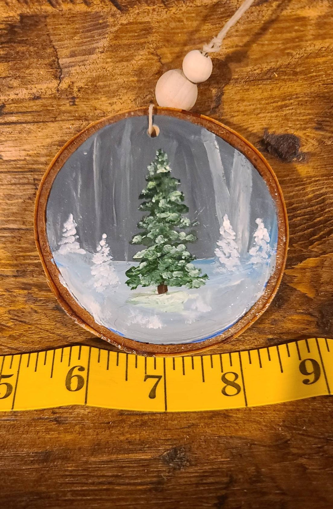Hand Painted Birch Slab Ornament. - Etsy
