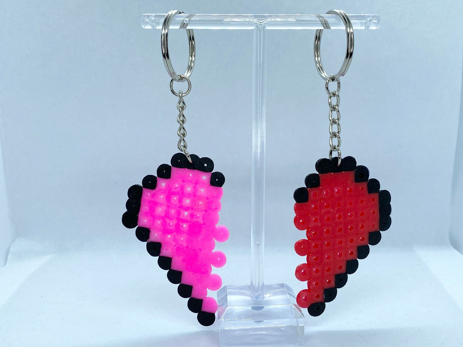 Two Halves Heart Hama Bead Keyring Set | Etsy