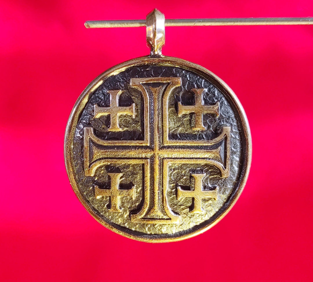 Cross of Medieval Jerusalem Kingdom, Knights Templar Necklace, Heraldic ...