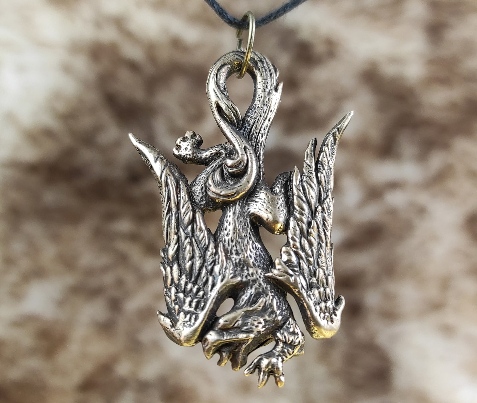 Flying Griffin Pendant Medieval Mythology Golden Griffin - Etsy