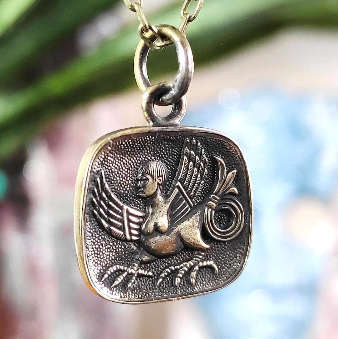 Greek Mythology Harpy Necklace – Bronze Winged Harpy Pendant, Fantasy ...