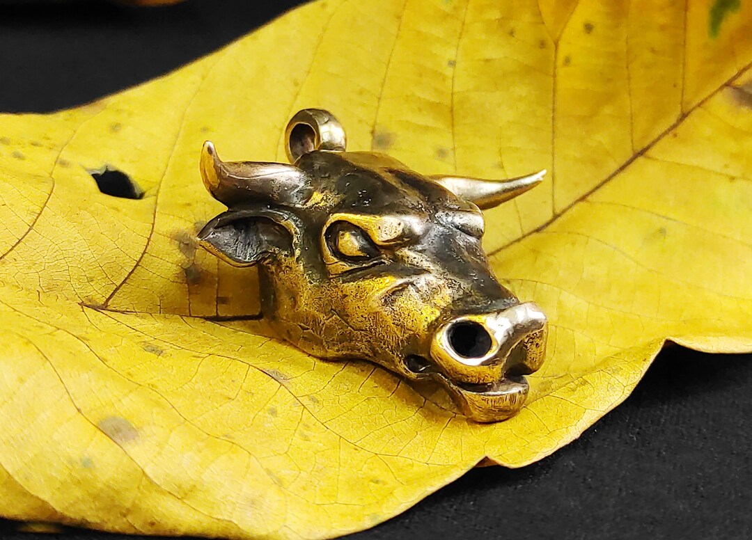 Holy Cow Head Talisman for Well-being, Sacred Cow Jewelry, Cattle Head ...