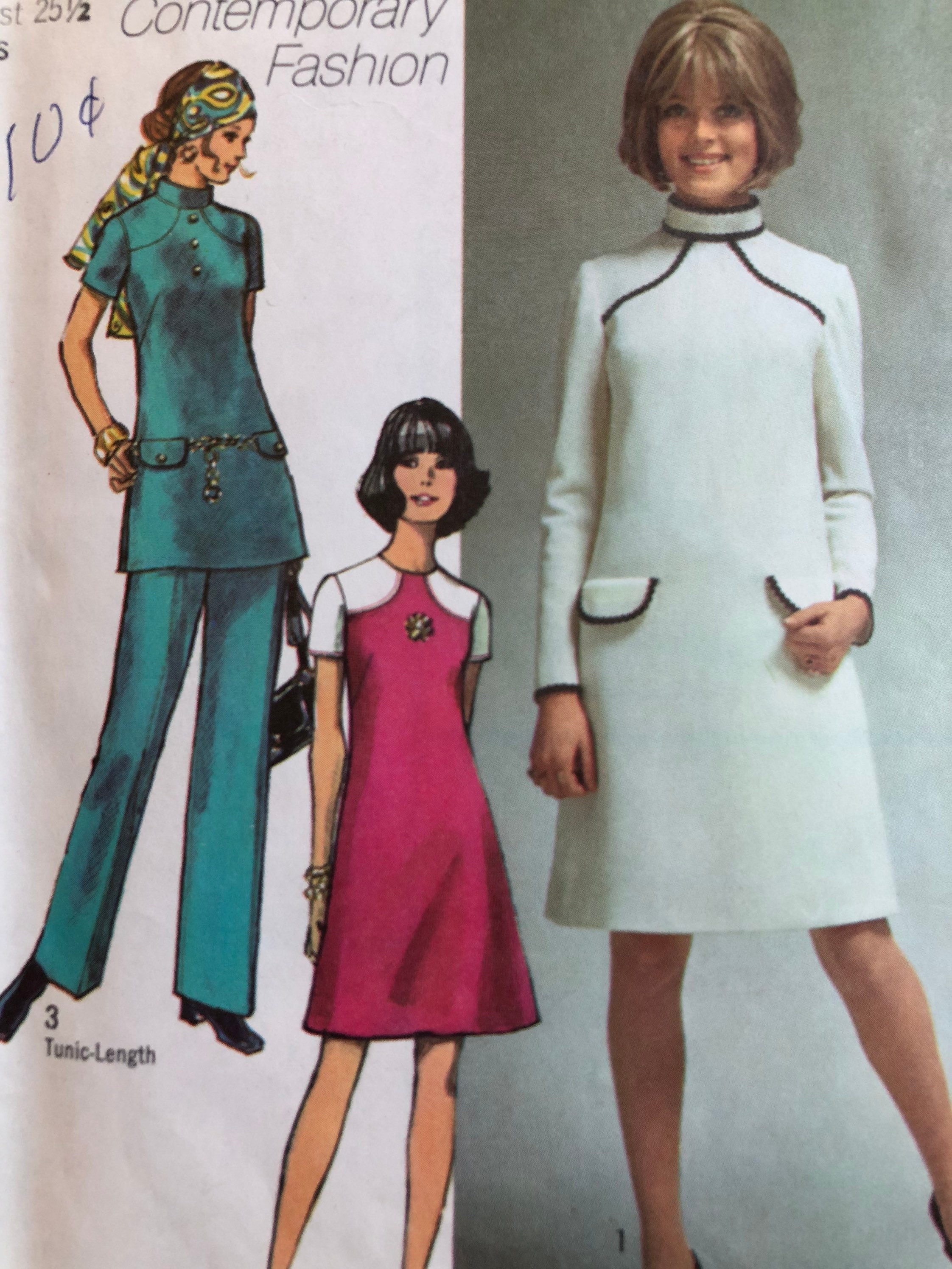 1970 Simplicity 9010 Sewing Pattern Ladies Dress & Pants - Etsy