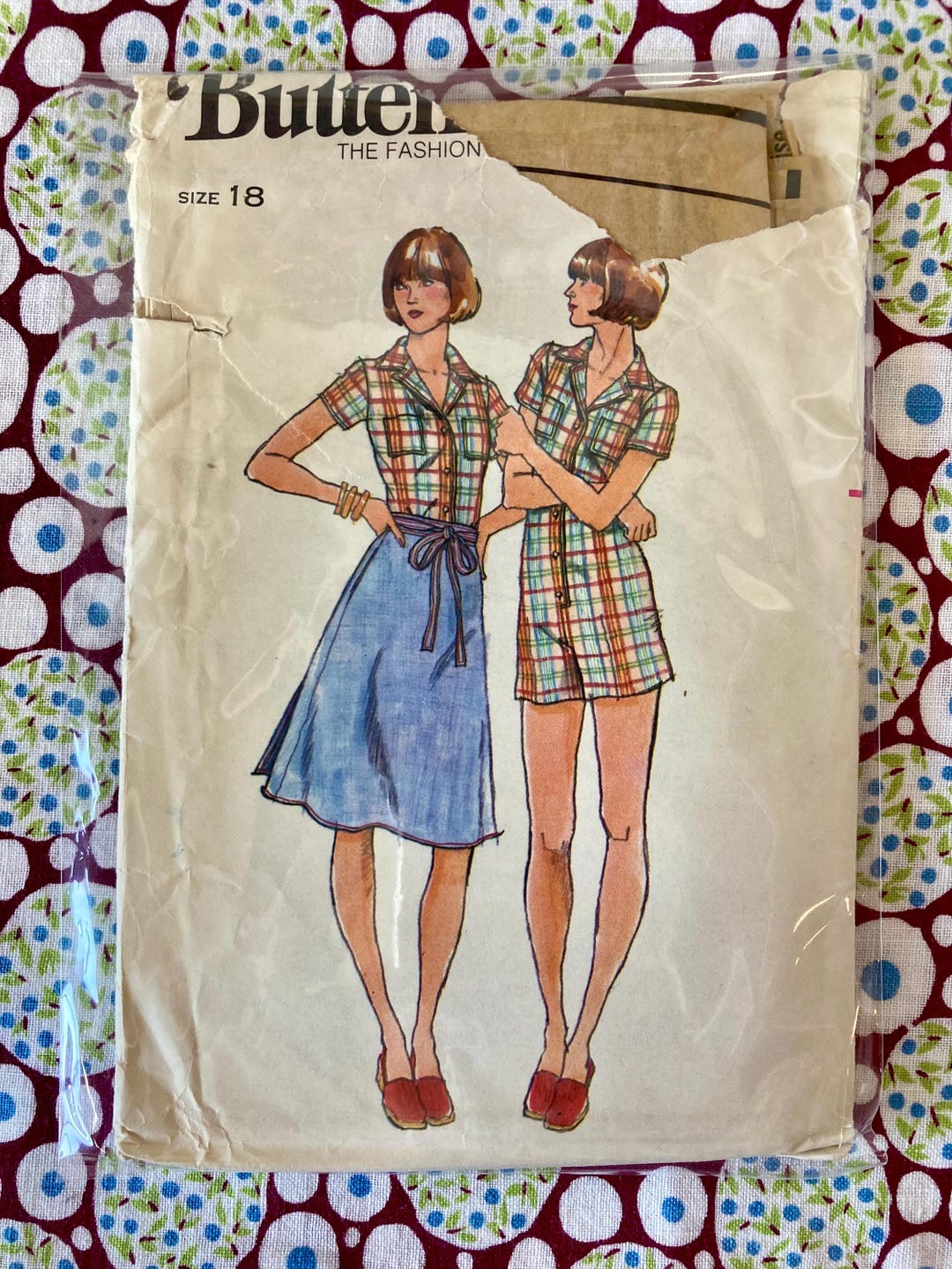 1970s B: 40in Factory Folded Butterick 4838, Romper & Skirt Pattern ...
