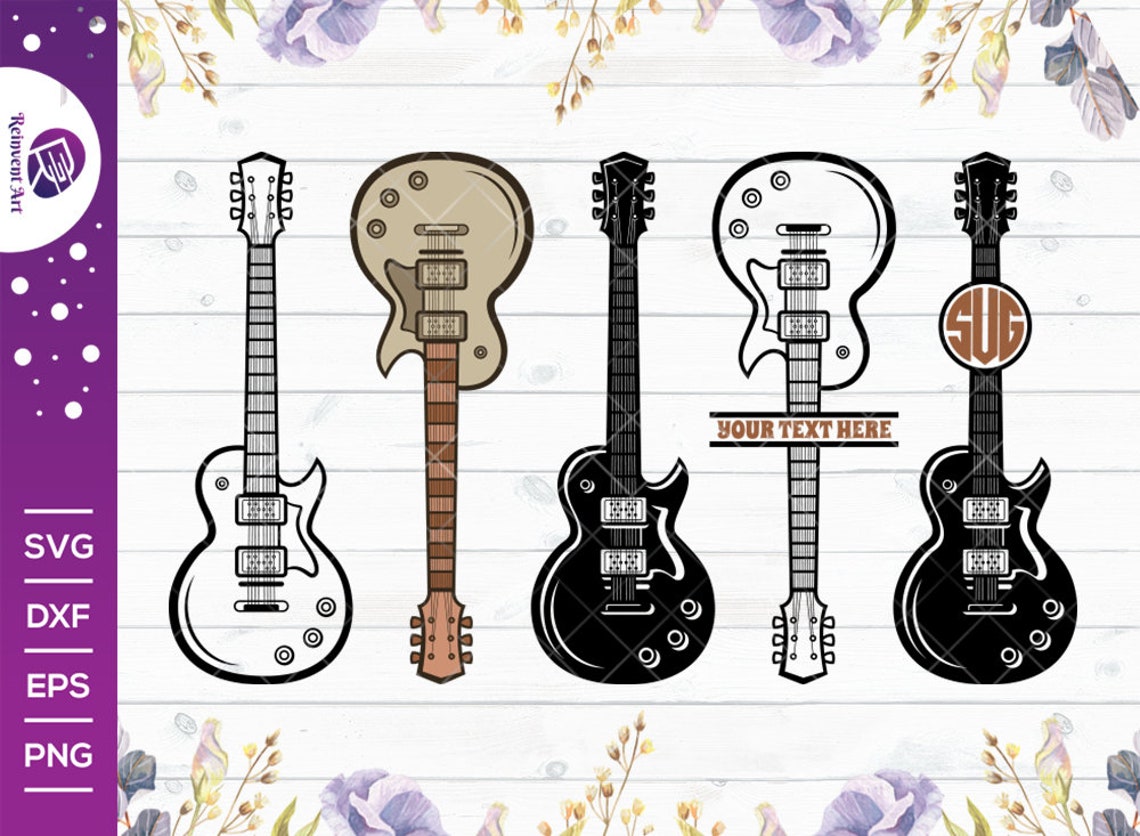 Guitar SVG Cut File Guitar Monogram Guitar Clipart Electric | Etsy