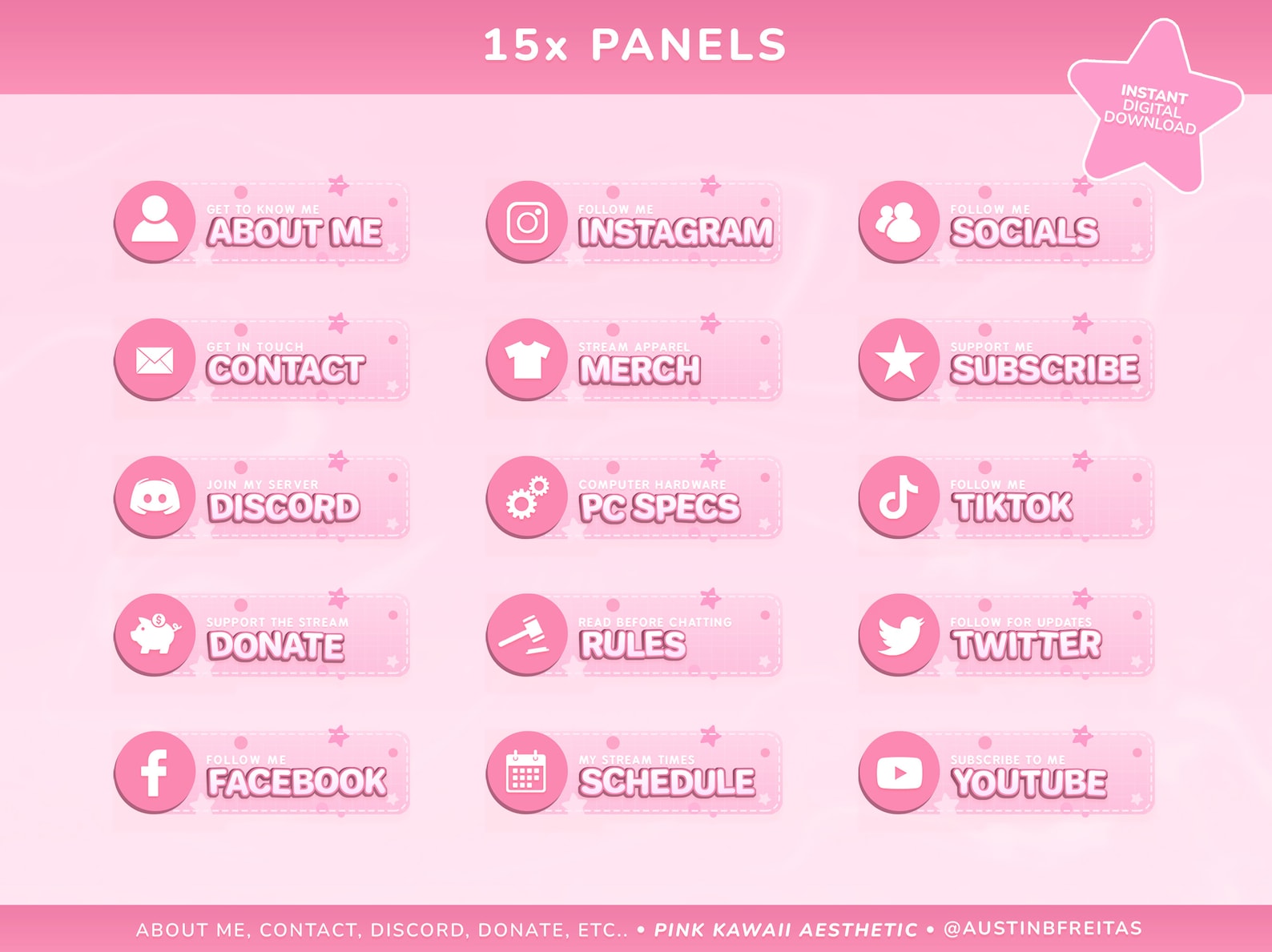 Cute Pink Twitch Package | Complete Stream Bundle | Scenes, Panels ...