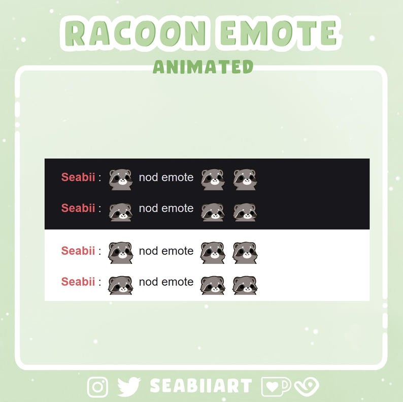 Animated Racoon Emote: Nodders Nod Yes, Twitch/discord/youtube (digital ...