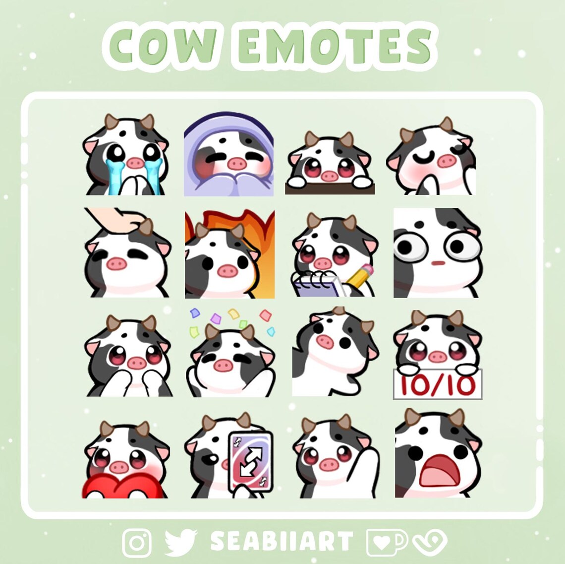 Cow Emote Bundle Pack for Twitch, Discord and Youtube | P2U Emotes - Etsy
