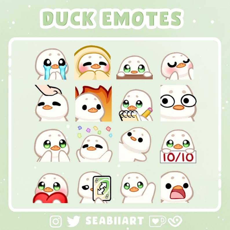 Duck Emote Pack for Twitch, Discord and Youtube | P2U Emotes - Etsy