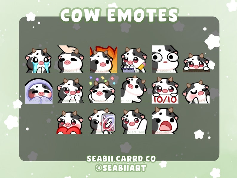 Cow Emote Bundle Pack for Twitch, Discord and Youtube P2U Emotes - Etsy