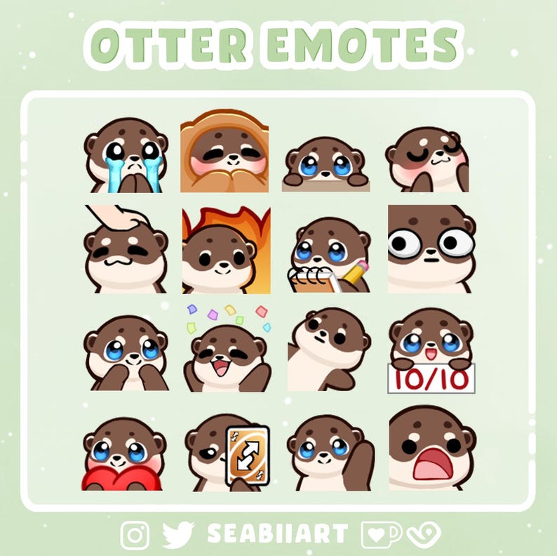 Otter Emote Pack for Twitch, Discord and Youtube | P2U Emotes - Etsy