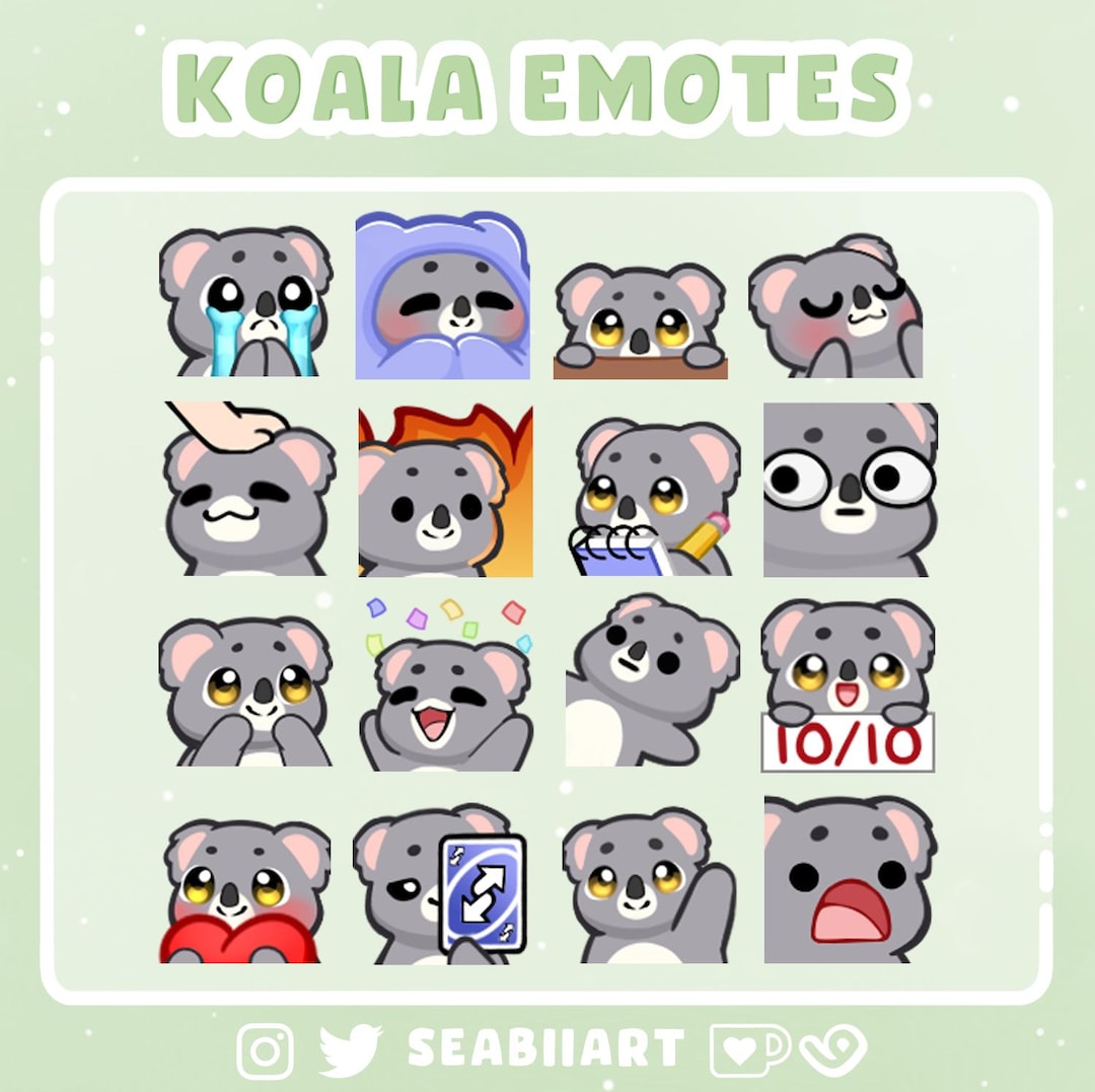 Koala Emote Pack for Twitch, Discord and Youtube | P2U Emotes - Etsy
