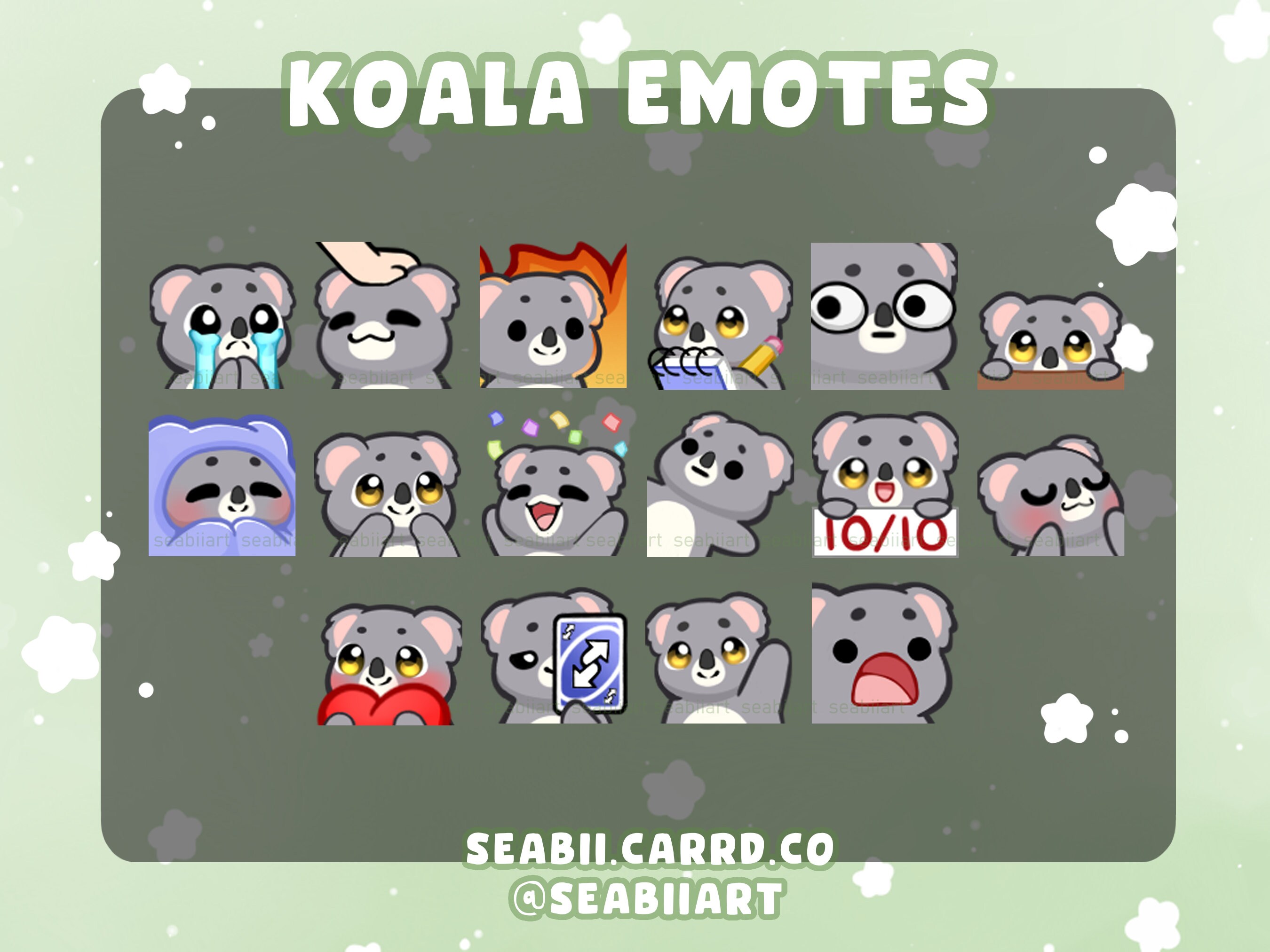 Koala Emote Pack for Twitch, Discord and Youtube P2U Emotes - Etsy