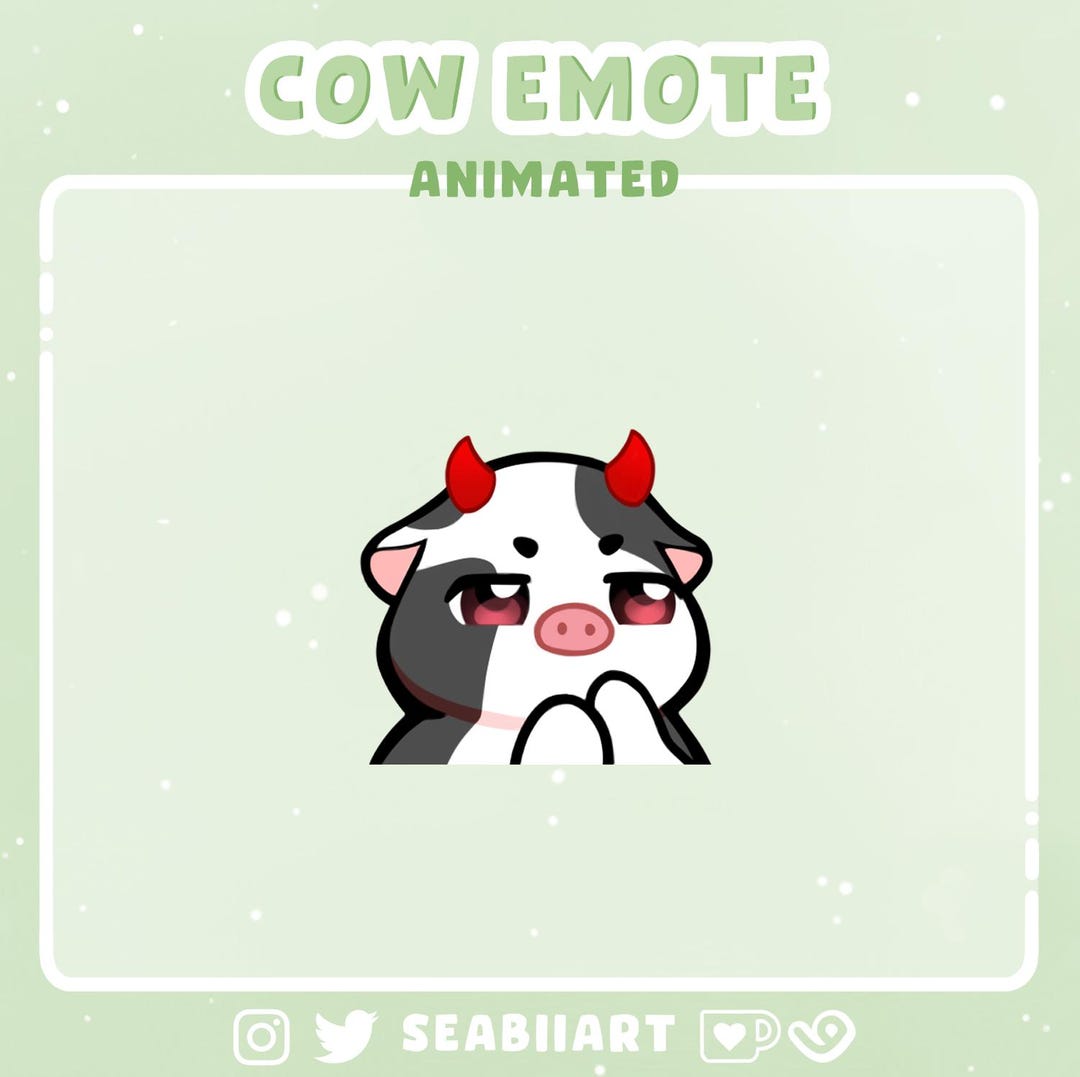 Animated Cow Emote: Evil Devil Horns, Twitch/discord/youtube (digital ...