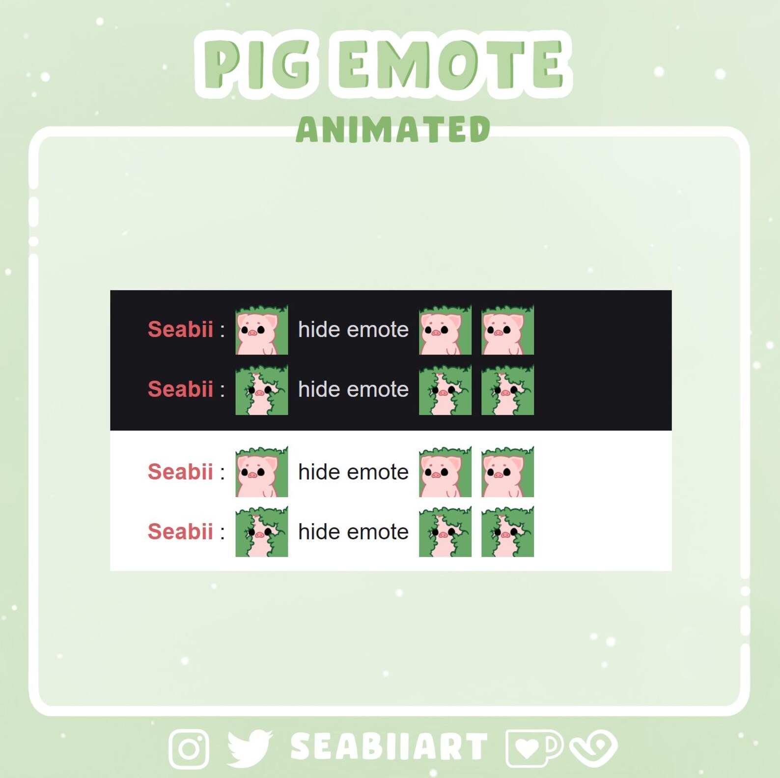 Animated Pig Emote: Hiding Bush Meme, Twitch/discord/youtube (digital ...
