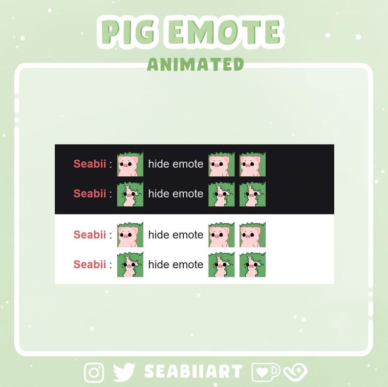 Animated Pig Emote: Hiding Bush Meme, Twitch/discord/youtube (digital ...