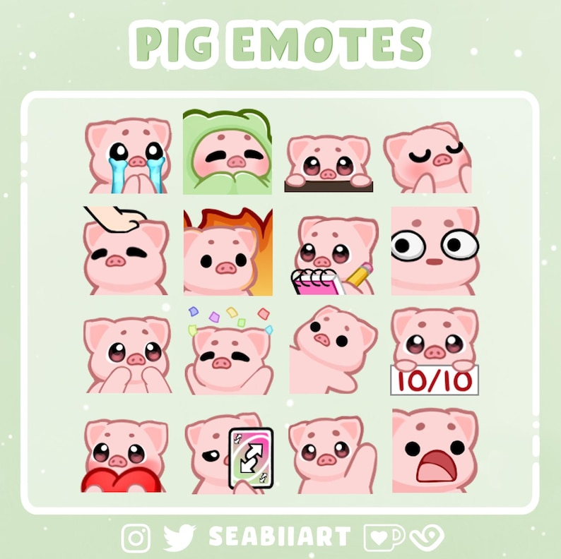 Pig Emote Pack for Twitch, Discord and Youtube | P2U Emotes - Etsy
