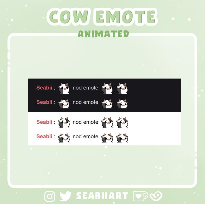 Animated Cow Emote: Nodders Nod Yes, Twitch/discord/youtube (digital ...