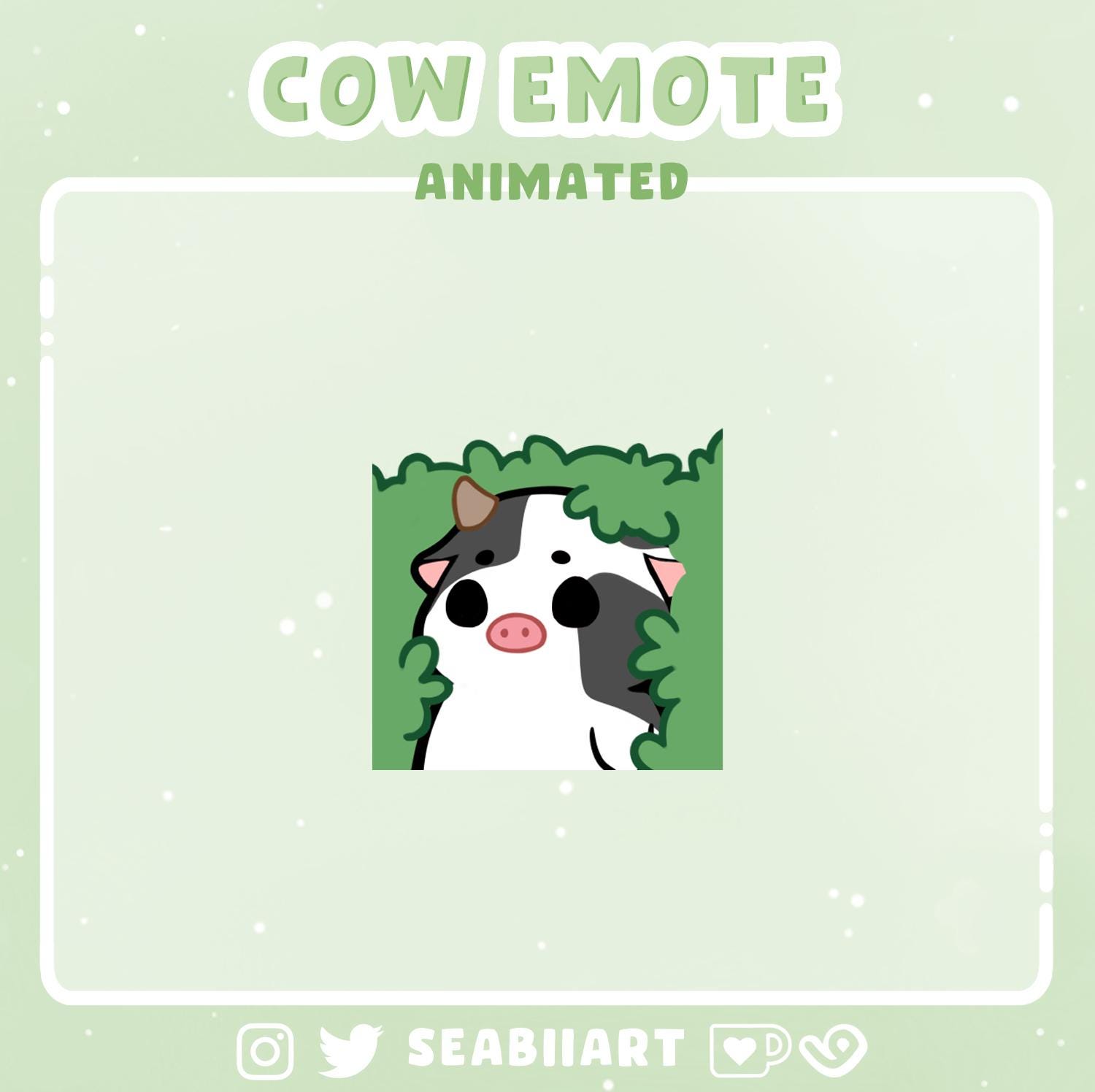 Animated Cow Emote: Hiding Bush Meme, Twitch/discord/youtube (digital ...