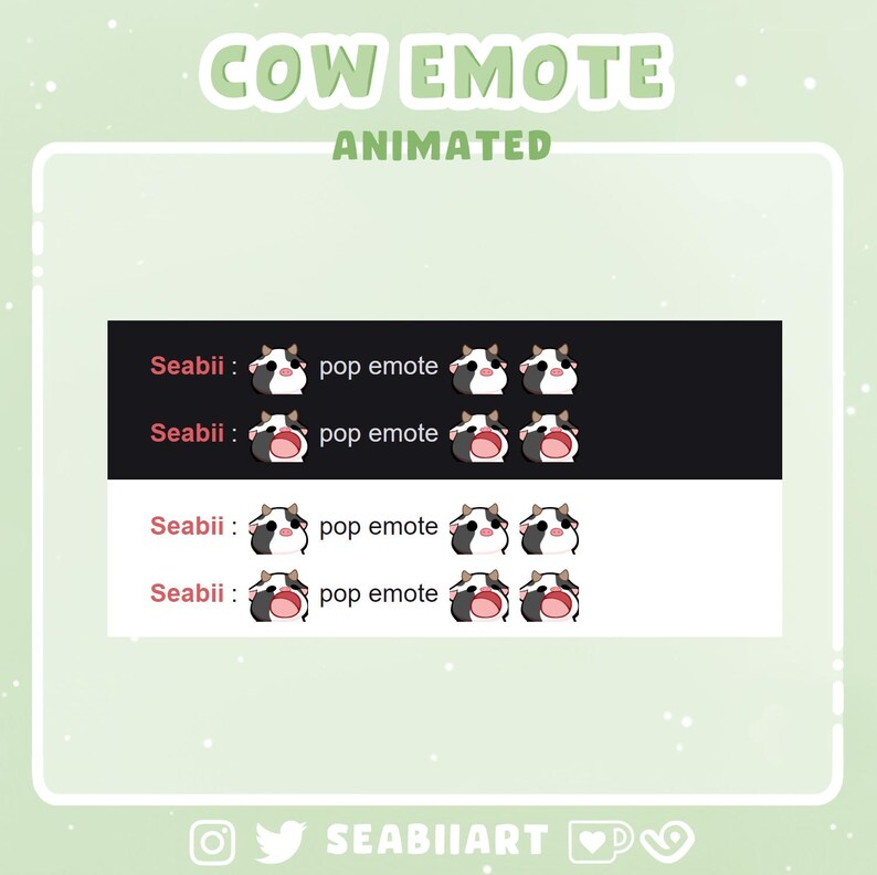 Animated Cow Emote: Pop Bep Bop, Twitch/discord/youtube (digital ...
